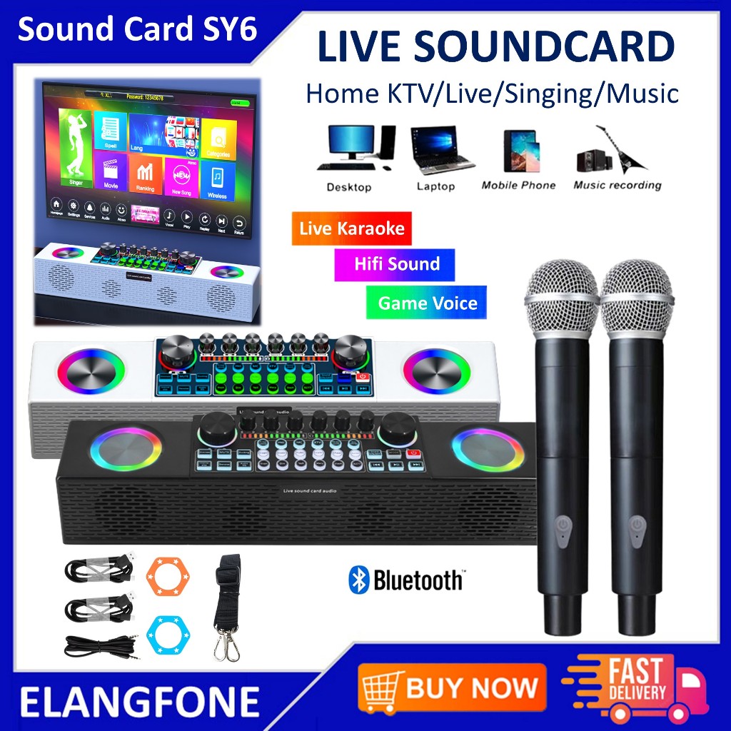 Jual PAKET SOUNDCARD SPEAKER all-in-one SY6 Bluetooth sound card with ...