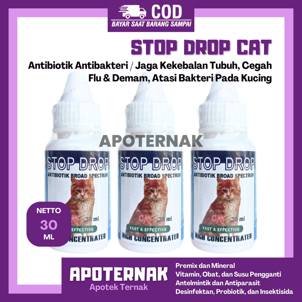 Jual STOP DROP CAT 30ML - Obat Antibiotik Spektrum Luas untuk Kucing ...