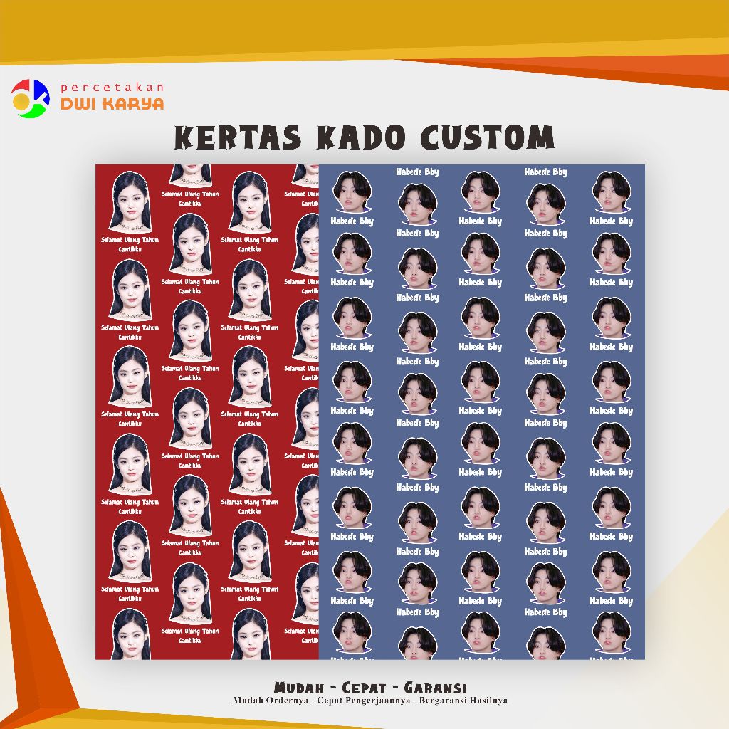 Jual [FREE DESAIN] KERTAS KADO CUSTOM FOTO (UKURAN 47,5 X 32 CM [A3 ...