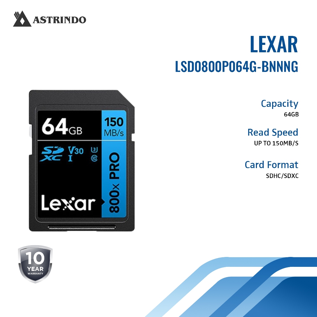 Jual Lexar SD Card Professional 800x Pro SDXC UHS-I Memory Card 64GB | Shopee Indonesia