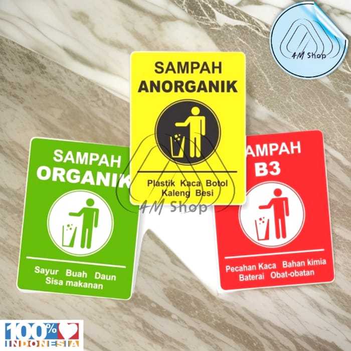 Jual stiker sampah organik,anorganik dan sampah b3 Uk 15cm x 20cm ...