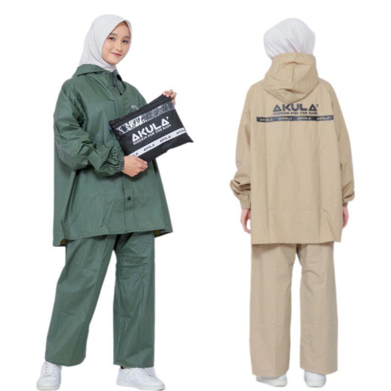 Jual Jas Hujan Raincoat Akula Terbaik Pria Wanita Bahan Premium PVC Karet Elastis Anti Rembes ...