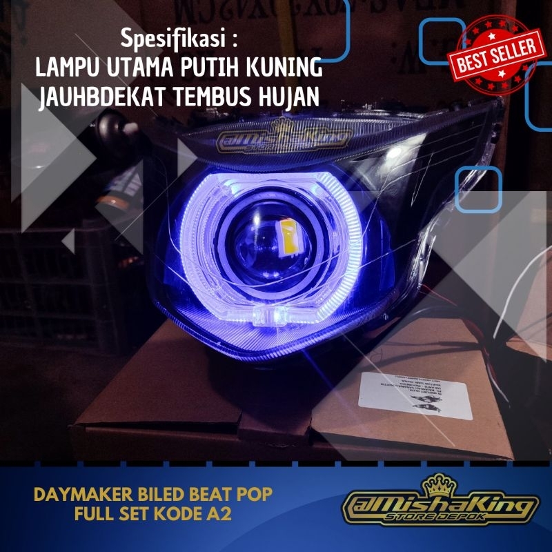 Jual lampu tembak biled honda beat pop A2 ful set reflektor | Shopee ...
