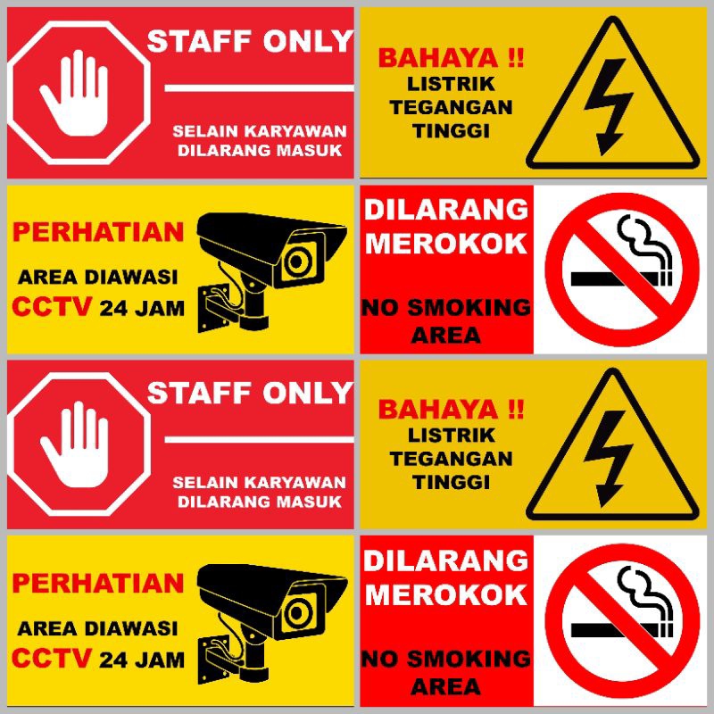 Jual stiker kantor tulisan rambu peringatan custom | Shopee Indonesia