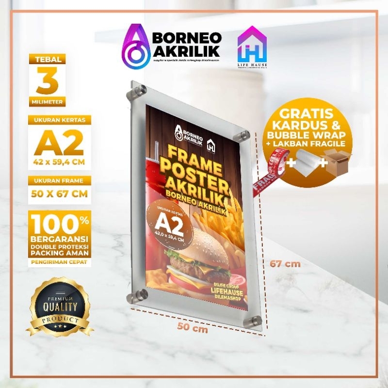 Jual 3MM Frame Poster Akrilik A2 Tempat Brosur Frame Akrilik Frame Foto ...