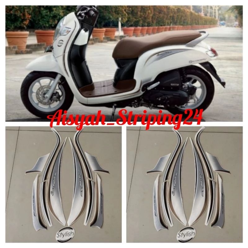 Jual (COD)stiker sticker striping lis bodi motor Honda scoopy stylis ...