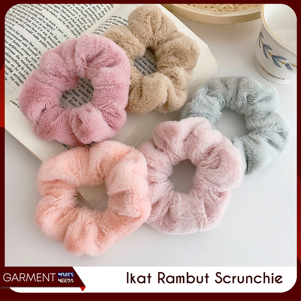 Jual Ikat Rambut Scrunchie Gaya Korea Tile Bulu Kain Hairband Gelang ...