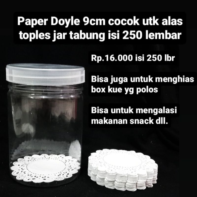 Jual Paper Doyle 9cm cocok utk alas toples jar tabung isi 250 lembar ...