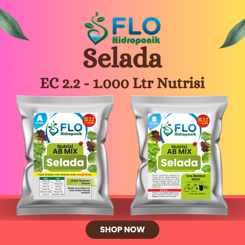 Jual Nutrisi AB Mix Selada 10 Liter Flo Hidroponik | Shopee Indonesia