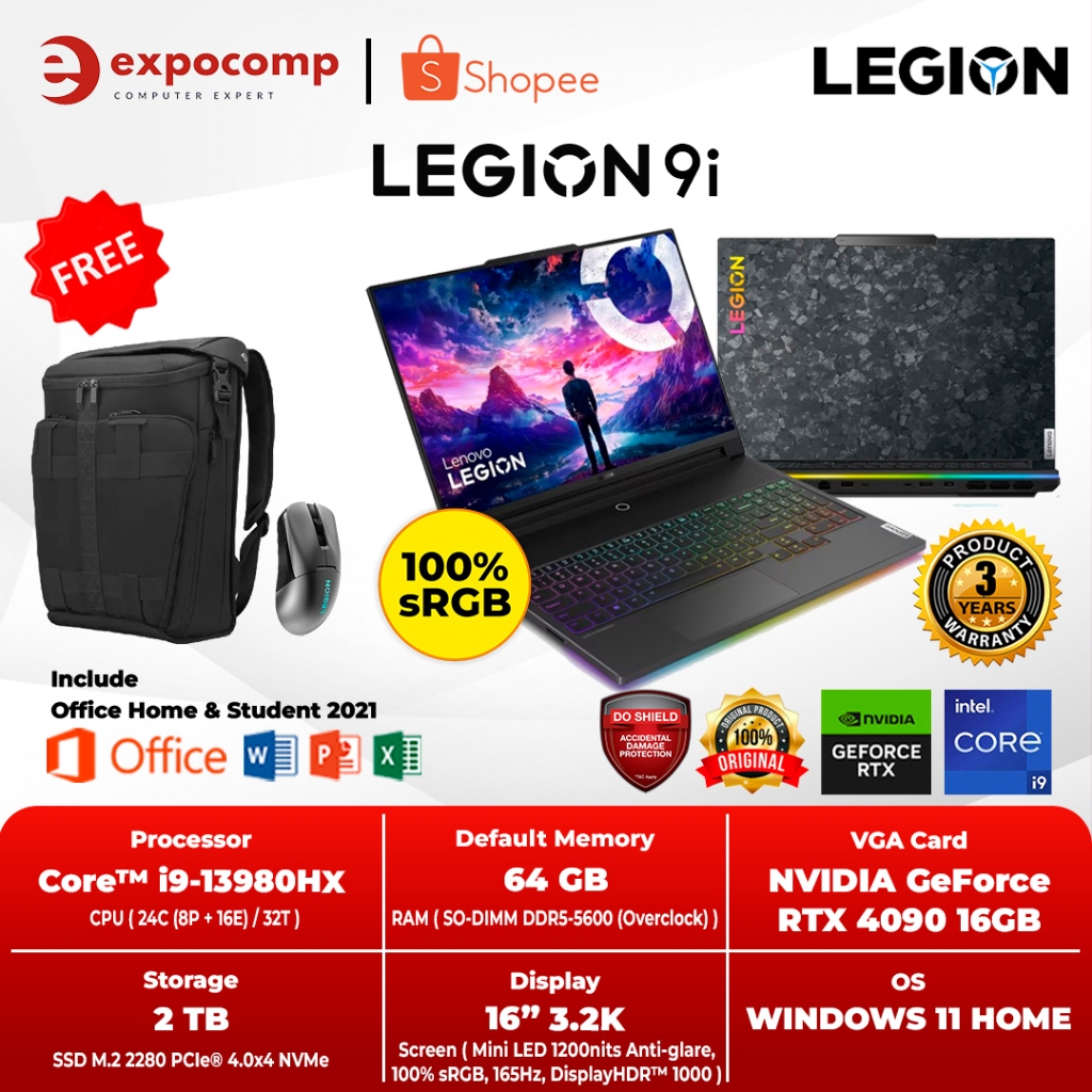 Jual LENOVO LEGION 9i 16IRX8 2SID GREY i9-13980HX RTX4090 64GB 2TB W11+OHS | Shopee Indonesia