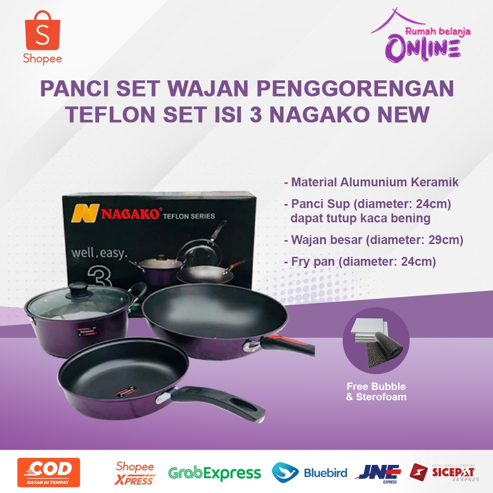 Jual PANCI SET NAGAKO TEFLON SERIES 3 PCS MULTO FUNGSI PANCI SET ...