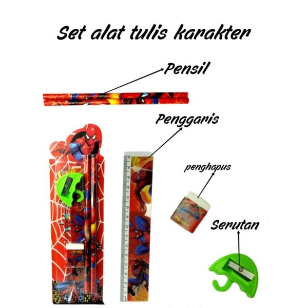 Jual Alat Tulis Karakter Set 5In1 Paket Lengkap Buat Belajar Anak ...