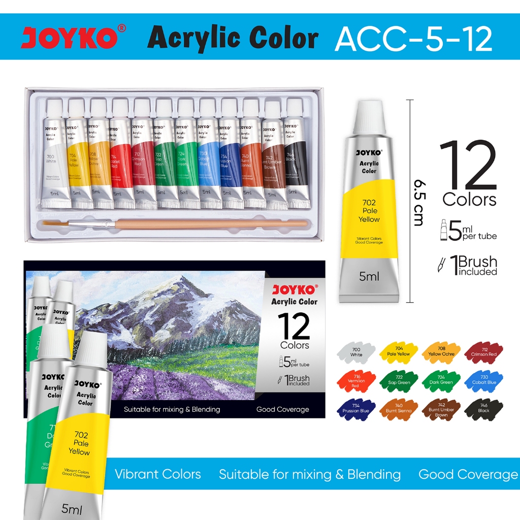 Jual Joyko Acrylic Colour 12 24 Warna 5ml Paint / Cat Akrilik Joyko ACC ...