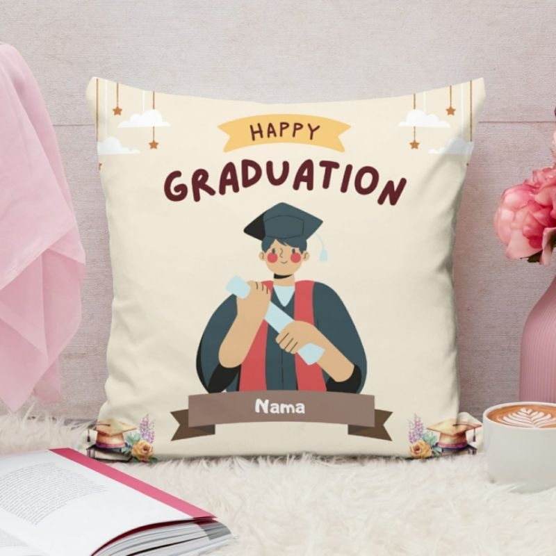 Jual Souvenir Bantal Printing Custom Graduation Cowok | Shopee Indonesia