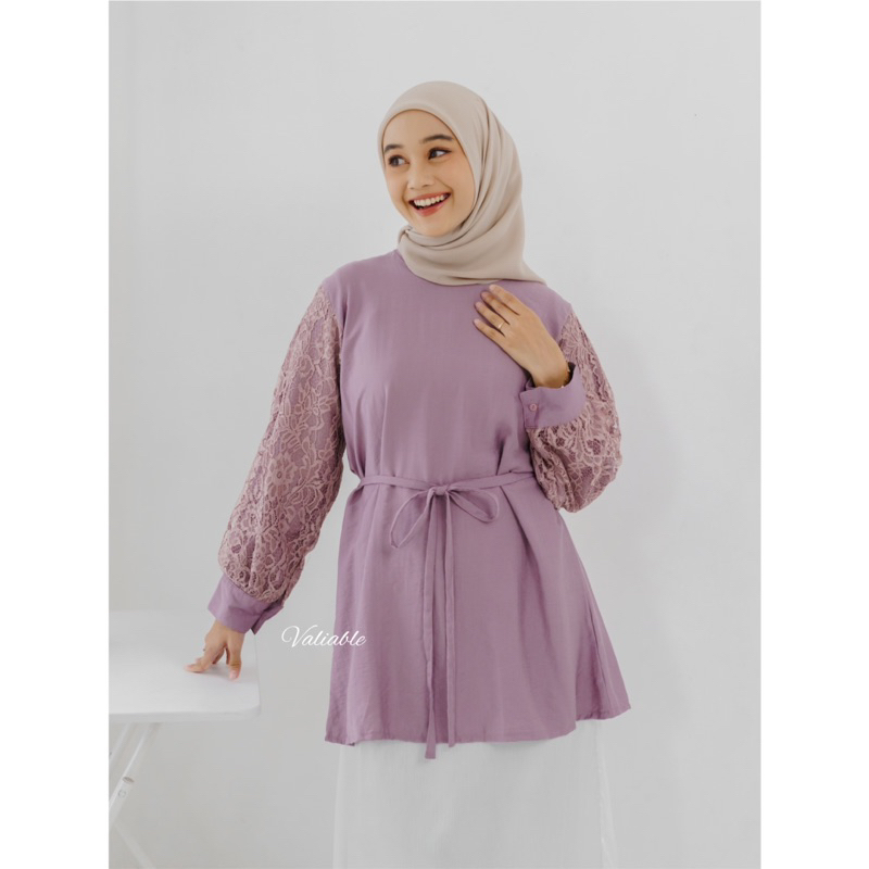 Jual Valiable - Inaara Blouse Mix Brukat - Blus Brukat Lengan Panjang ...