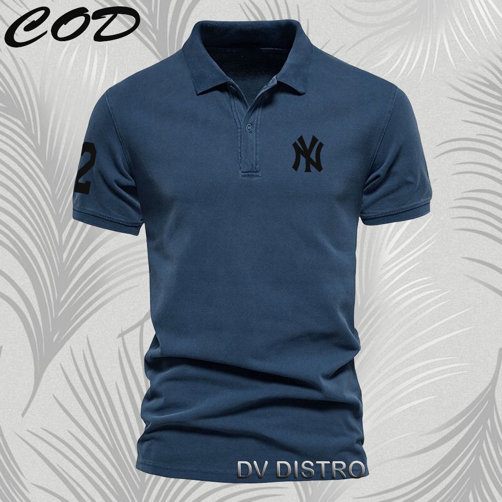 Jual COD T-shrit POLO kerah NY 2 Text Hitam Kaos Kerah Dewasa Shirt / Kaos Wangki Pria Polo ...