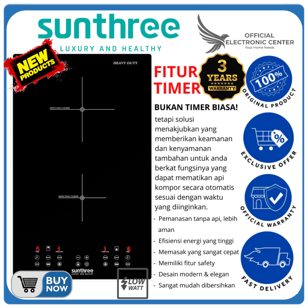 Jual SUNTHREE KOMPOR INDUKSI IH-2C HE IH2C HE SUPER LOW WATT KOMPOR ...