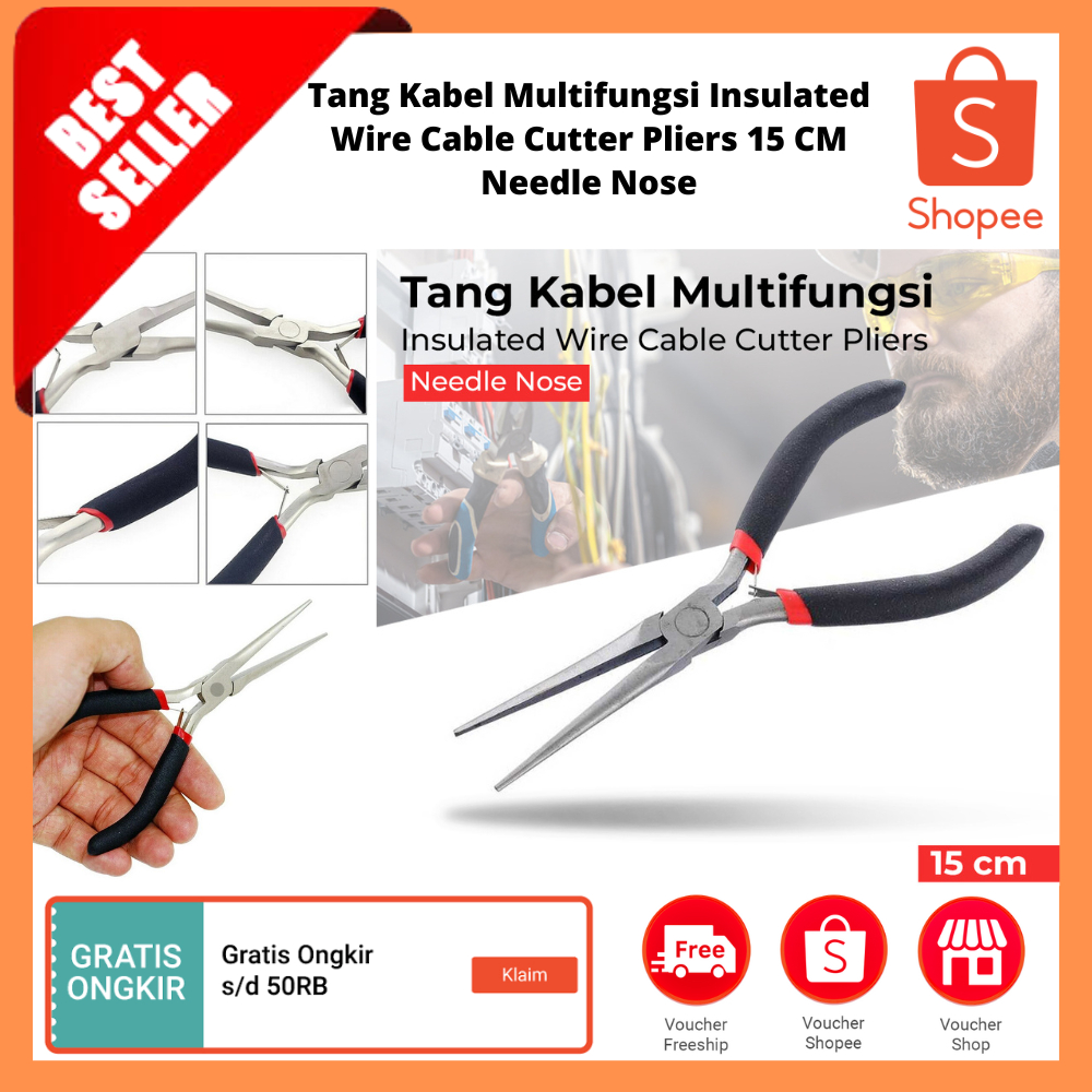 Jual Tang Kabel Multifungsi Insulated Wire Cable Cutter Pliers 15 CM ...