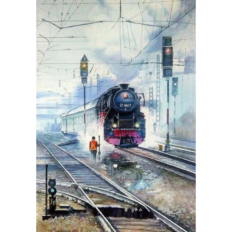 Jual hiasan dinding lukisan cetak kereta api plus FIGURA ukuran 65*45 ...