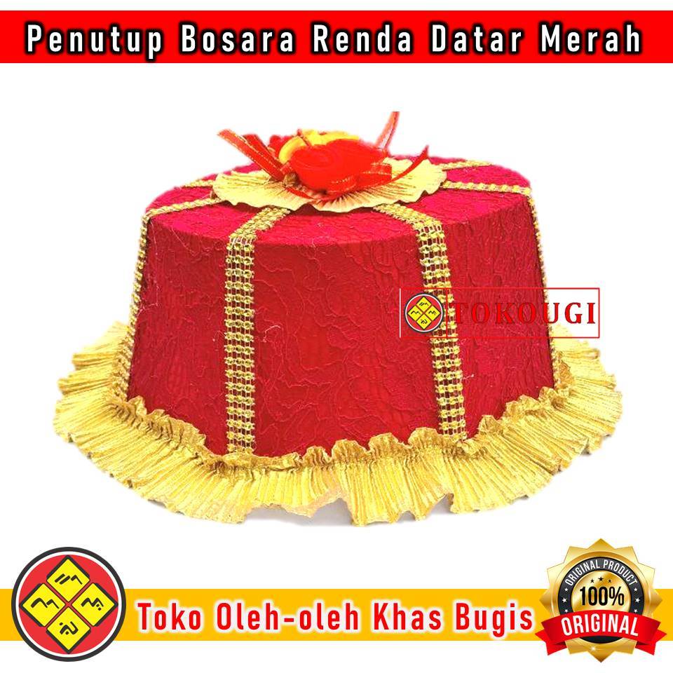 Jual Tutup Bosara Bahan Renda Kualitas Premium Model datar Warna Merah ...