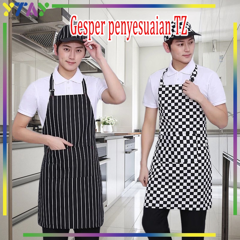 Jual Celemek Loreng Hitam/Stripe Series/Full Panjang Apron/Chef Wear ...