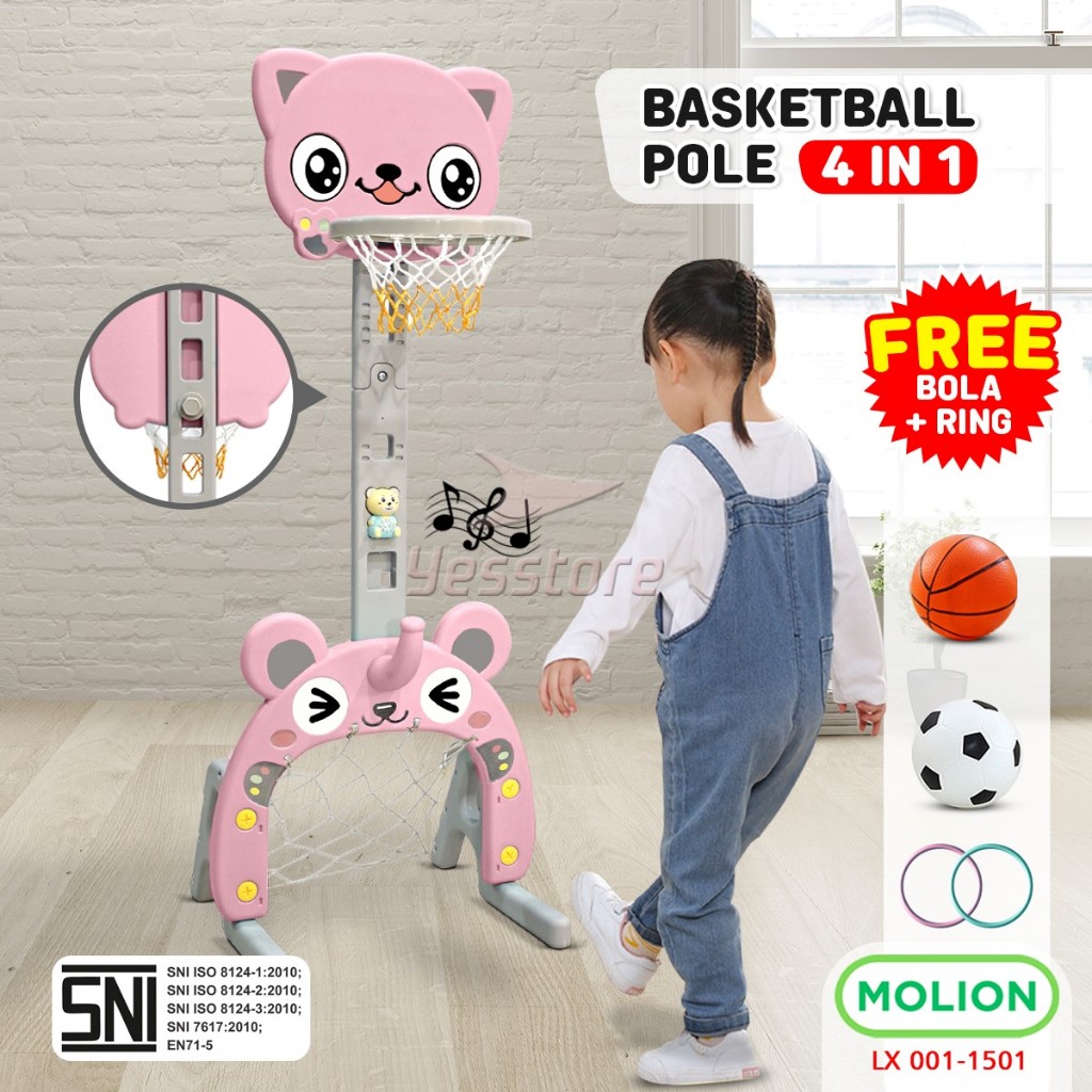 Jual MOLION SNI Ring Basket Mainan Anak 4in1 Gawang Bola + Ring ...