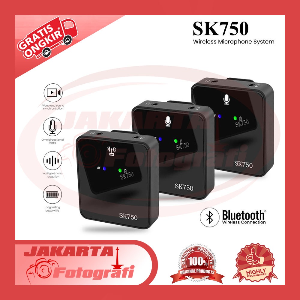 Jual Wireless Dual Mini Microphone SK750 Clip-on Mic For Camera ...