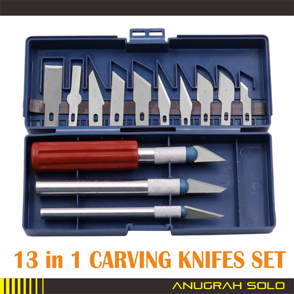 Jual Pisau Ukir Carving Knife Set 13 in 1 Pisau Ukir Kayu Kertas Sabun ...