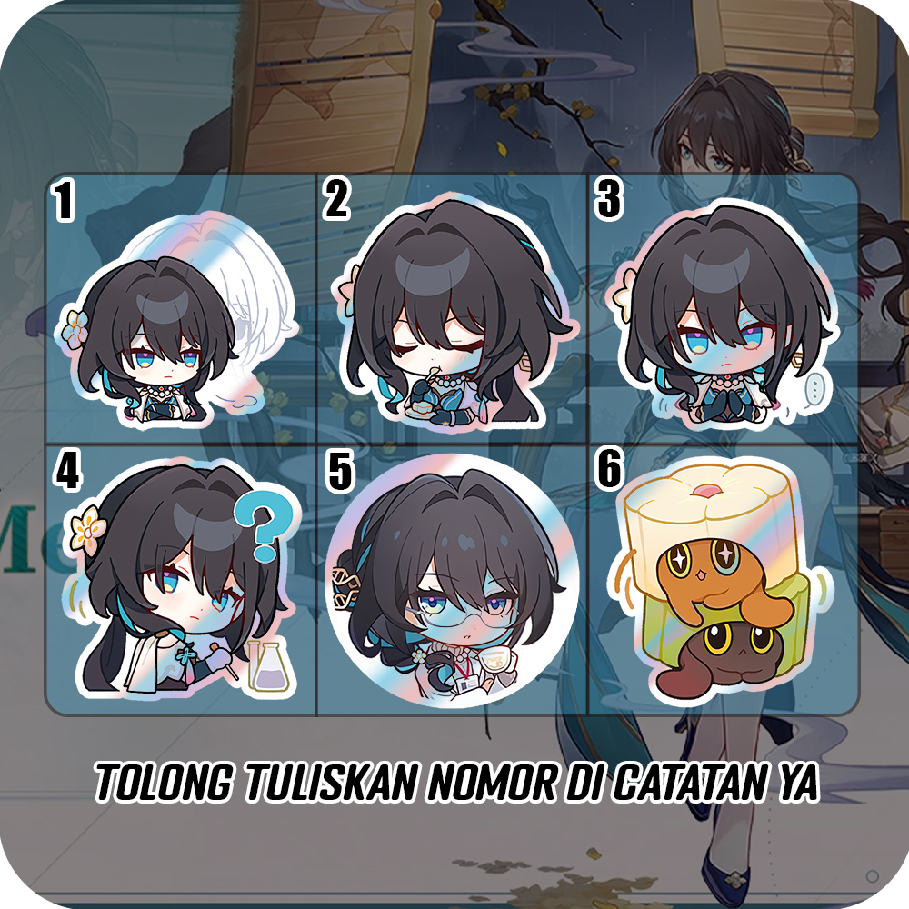 Jual Stiker Hologram HSR Ruan mei Honkai, Sticker Anime Berkilau Lucu ...