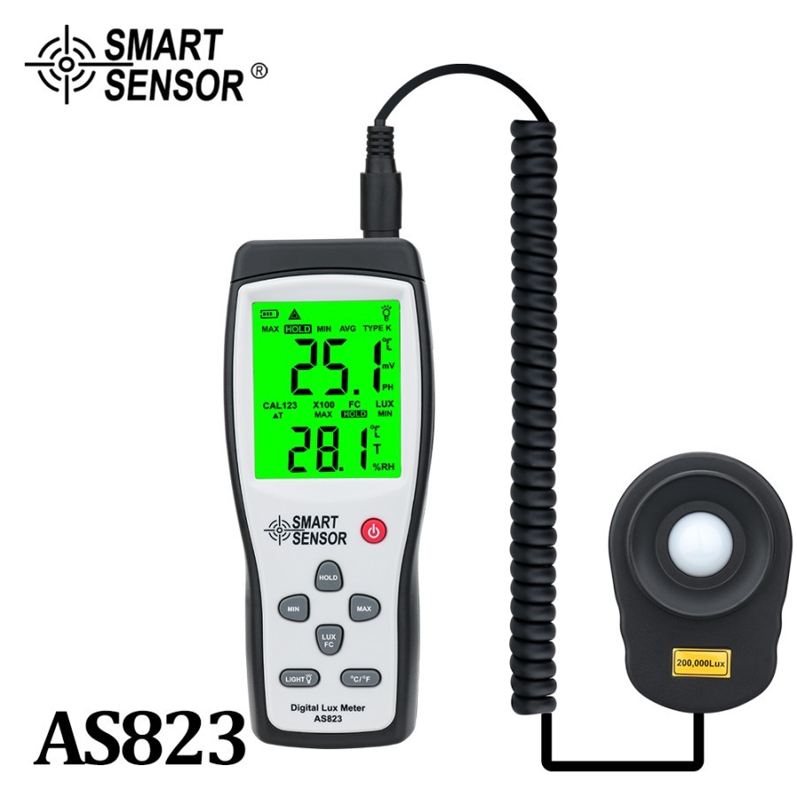 Jual Luxmeter Digital Lux Meter Photometer Smart Sensor AS823 1-200 ...