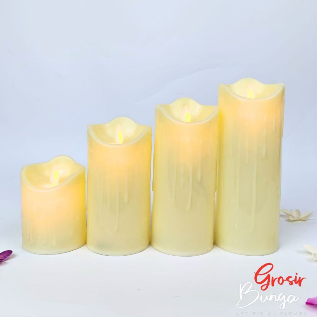 Jual Lampu Lilin LED Melted Api Bergoyang Baterai panjang ukuran 10, 15 ...