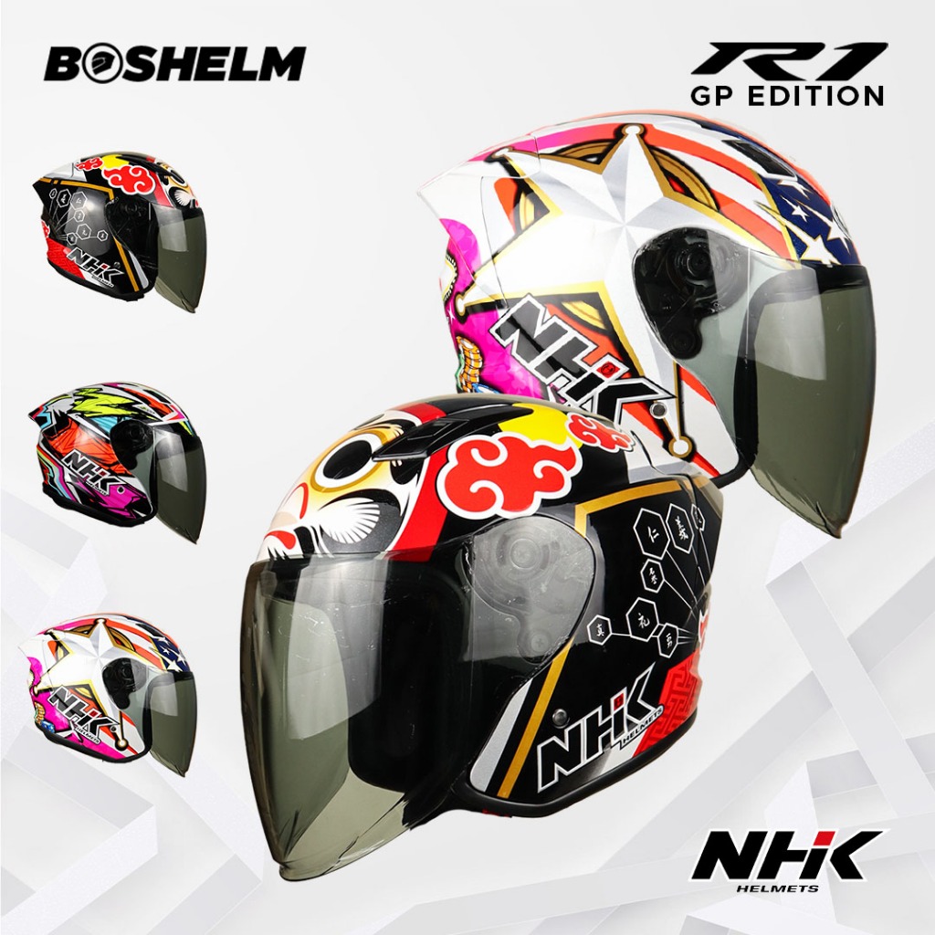 Jual Helm NHK R1 ELITE GP EDITION Helm Half Face SNI | Shopee Indonesia