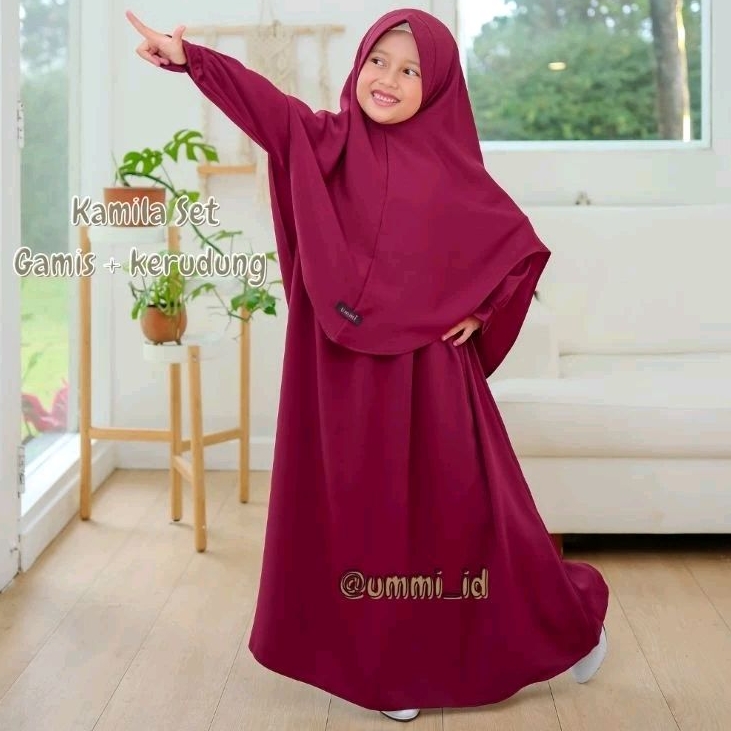 Jual Setelan Gamis Syar'i Anak Perempuan Kamila Set Warna Maron usia 3 ...