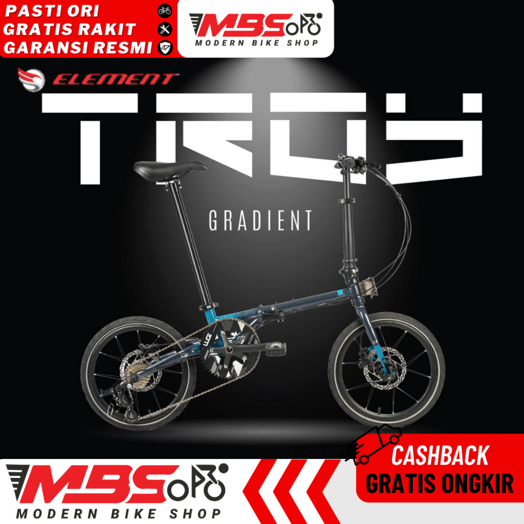 Jual ELEMENT TROY 10 SPEED GRADIENT SEPEDA LIPAT 16 INCH DEWASA ...