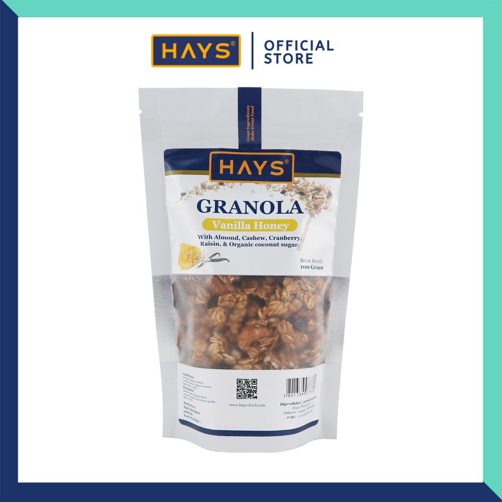Jual HAYS Granola Vanilla Honey 100 Gram / Granola Vanilla Madu Dengan ...