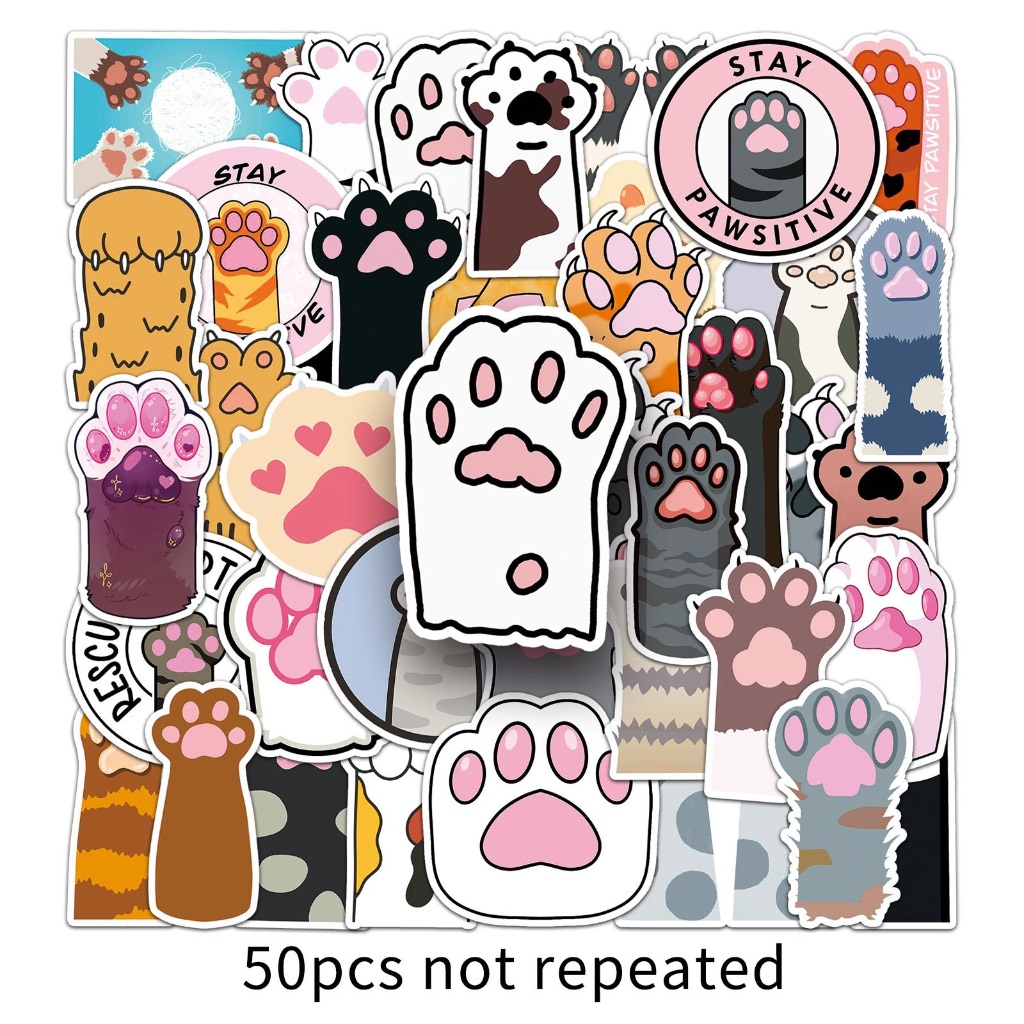 Jual Stiker Cat Paw 50Pcs / Sticker Paw Kucing / Vinyl Anti Air ...