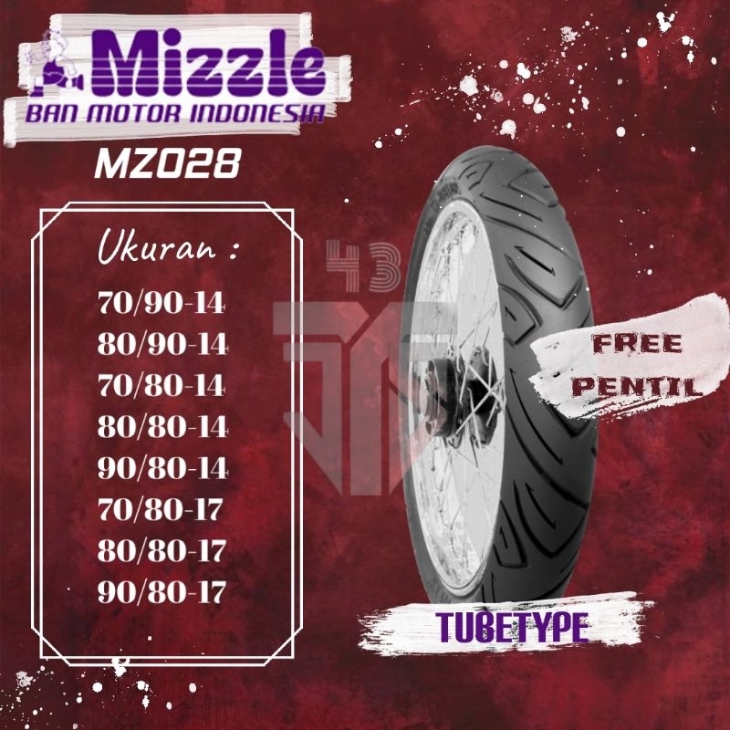 Jual BAN MOTOR MIZZLE MZ028 RING 17 70/80-17 80/80-17 90/80-17 100/80 ...