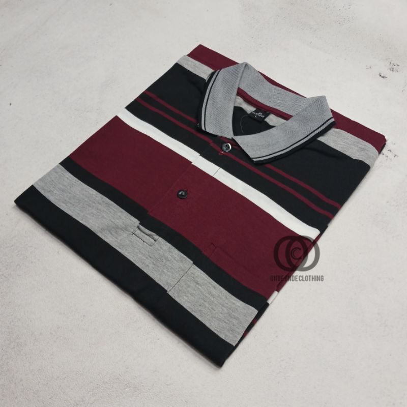 Jual Kaos Salur Kerah Pria Dewasa Motif Garis Garis Salur Afada Berkerah Wangki Lengan Pendek ...