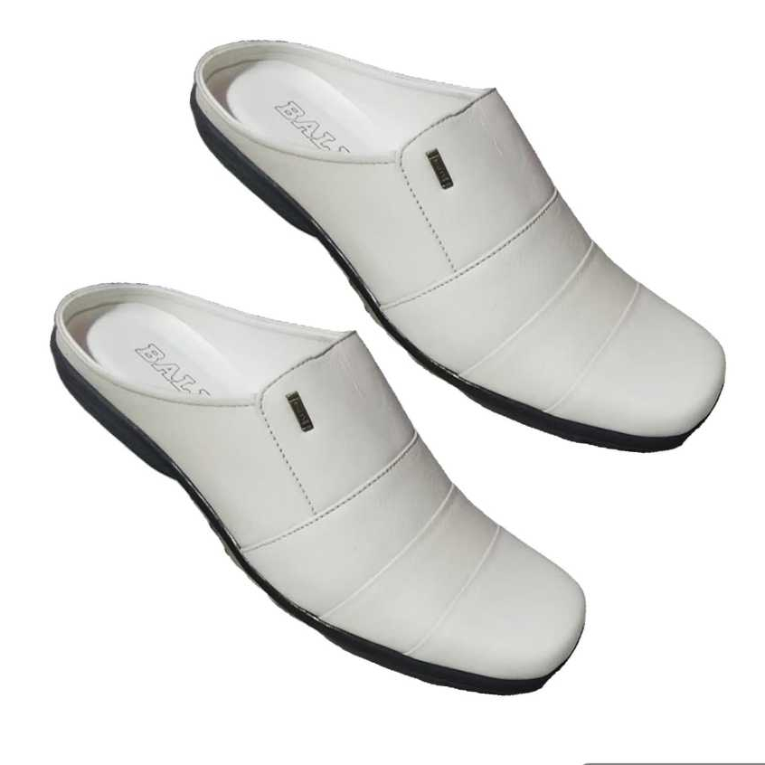 Jual Sepatu Selop Pria Putih Kulit Asli Buatong Slip On Nyaman Bisa ...