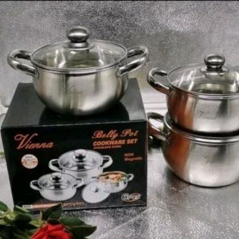 Jual Panci Set Premium Vienna Belly Pot 3 Set | Shopee Indonesia