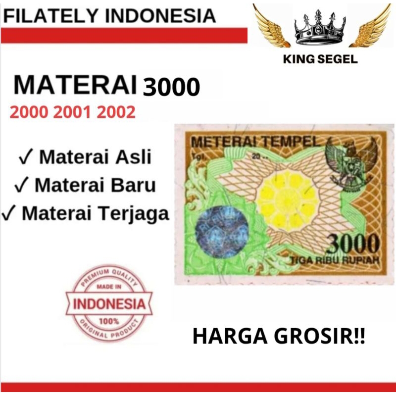 Jual Materai 3000 Tahun 2000 2001 2002 (NEW) | Shopee Indonesia