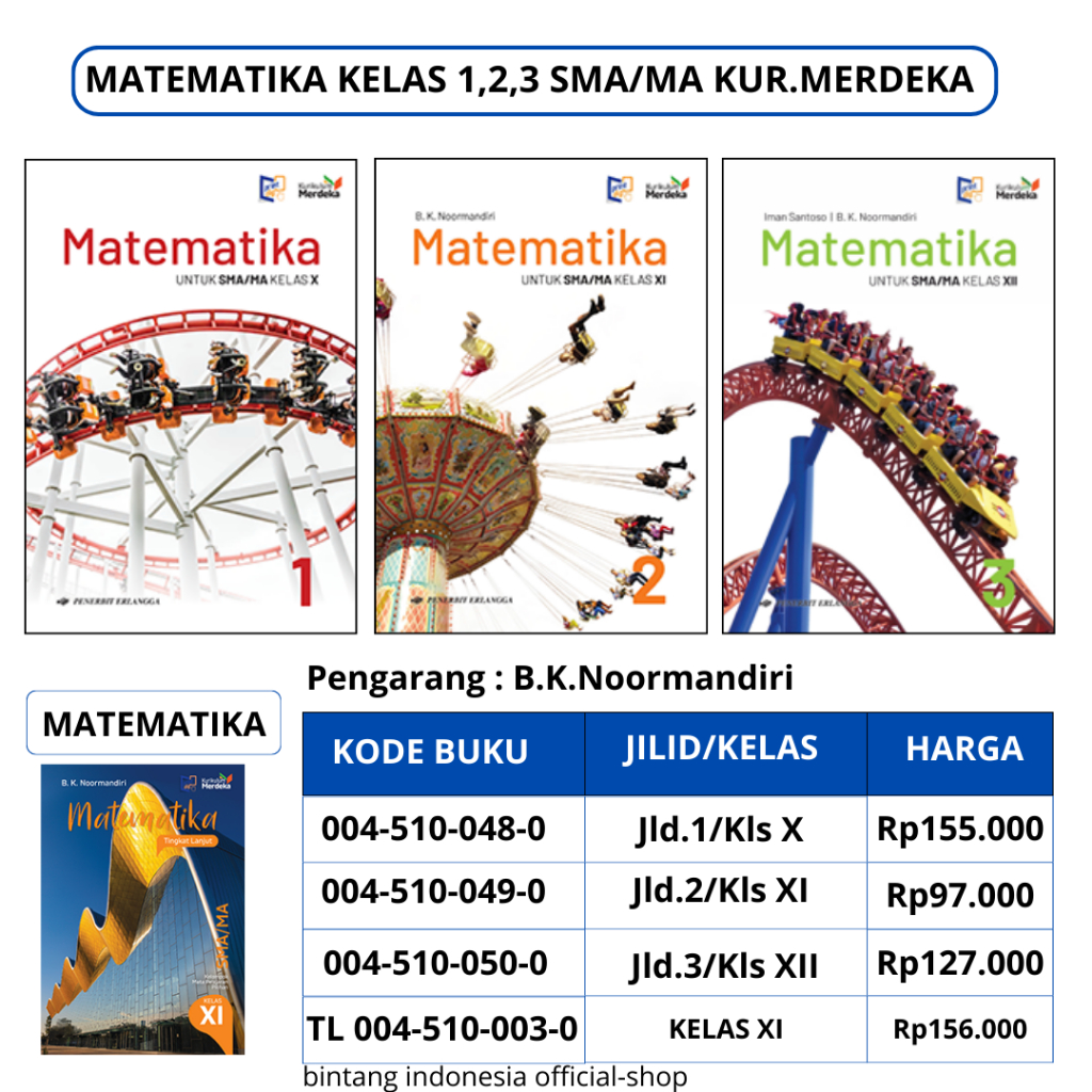Jual Erlangga - Matematika Kelas 1/X, 2/XI, 3/XII SMA/MA Kurikulum Merdeka | Shopee Indonesia