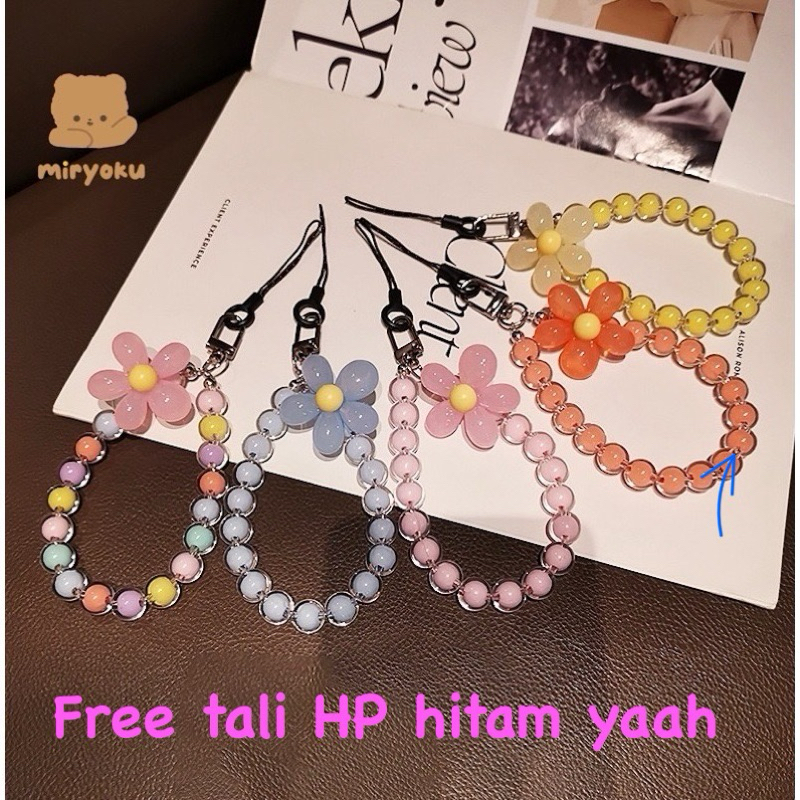 Jual Gantungan Hp Manik Manik Flower Lanyard Keychain Manik Manik Pearl ...