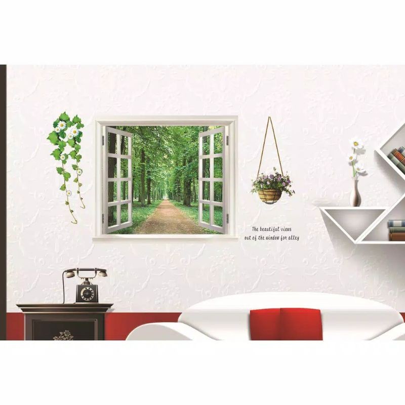 Jual Wall Stiker 3d Jendela Taman Sticker Dinding 3d Motif Windows ...