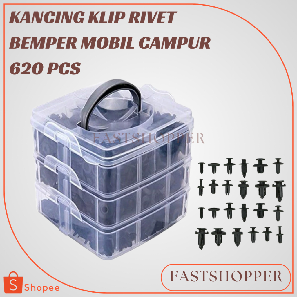 Jual 620PCS BOX KANCING KLIP RIVET BOX CAMPUR KANCING BEMPER FENDER ...
