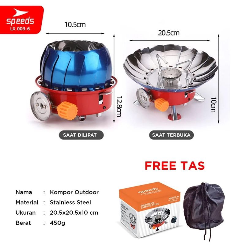 Jual SPEEDS Kompor Camping alat masak mini kompor lipat bunga anti ...