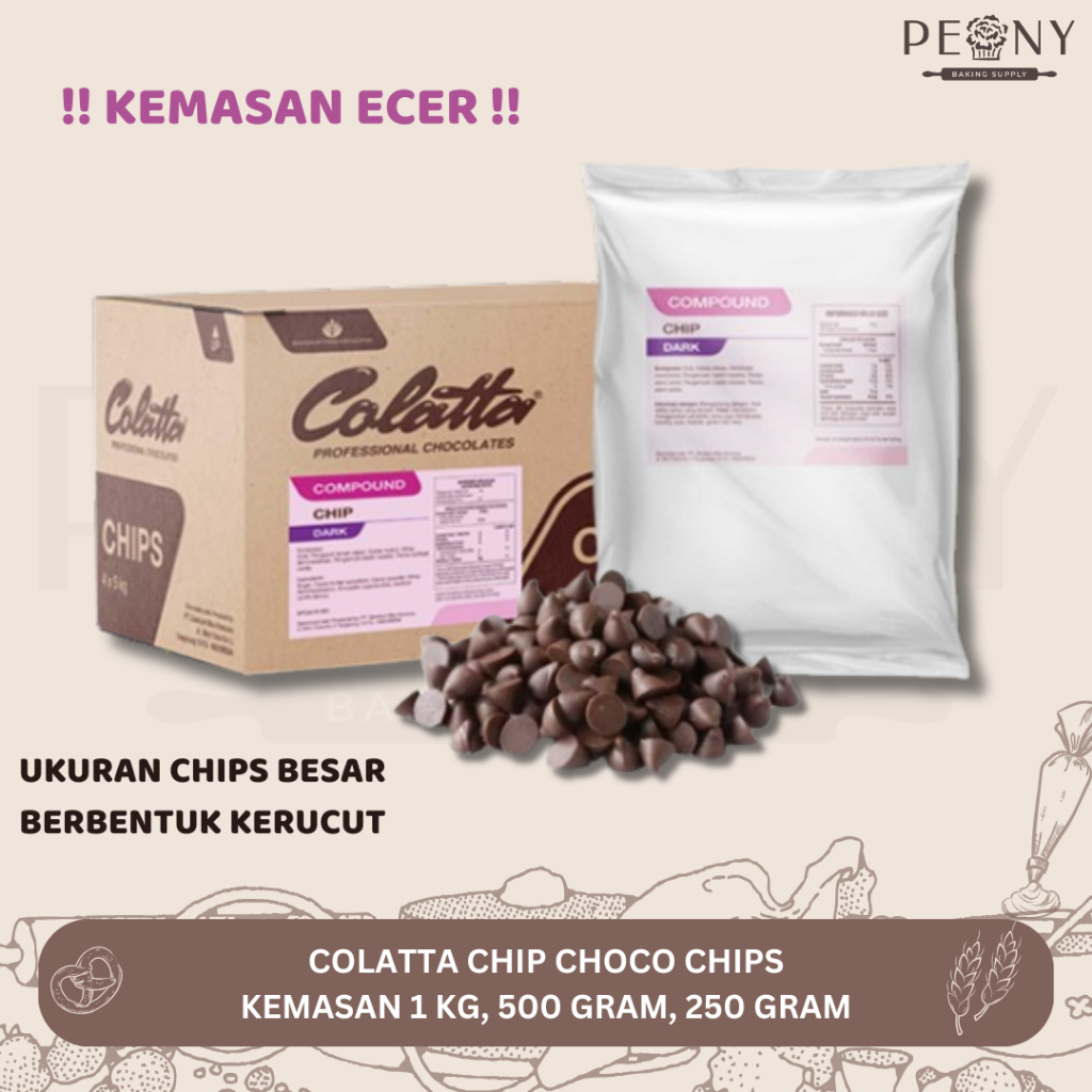 Jual COLLATA COKLAT COMPOUND CHIPS / COLATTA CHOCO CHIPS KEMASAN REPACK ...