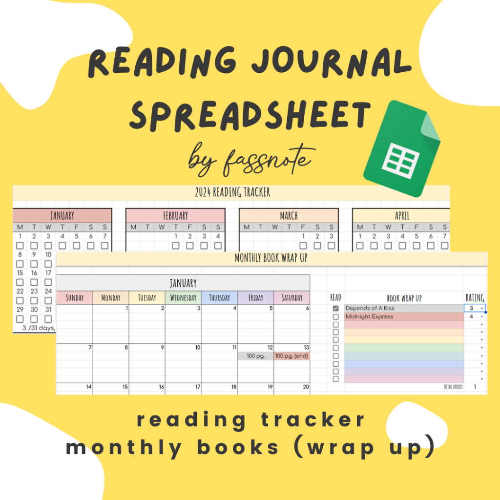 Jual Reading Journal Spreadsheets 2024 | Reading Journal Digital ...