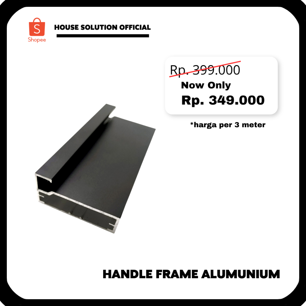 Jual FRAME Aluminium HITAM Black untuk Pintu Lemari Kitchen Profil 3 ...