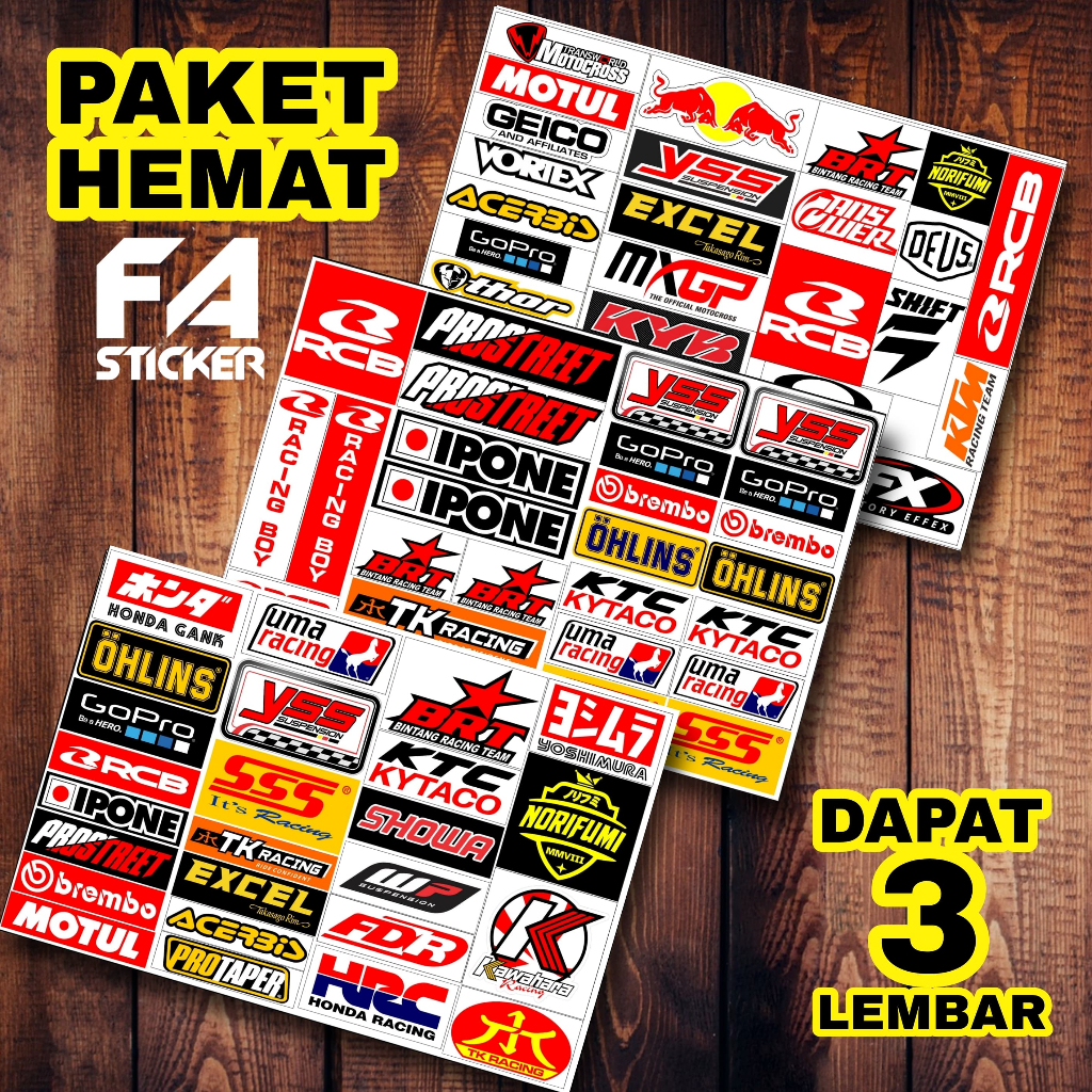 Jual Stiker Racing Pack Sticker Racing Print Stiker Sponsor Stiker Helm ...